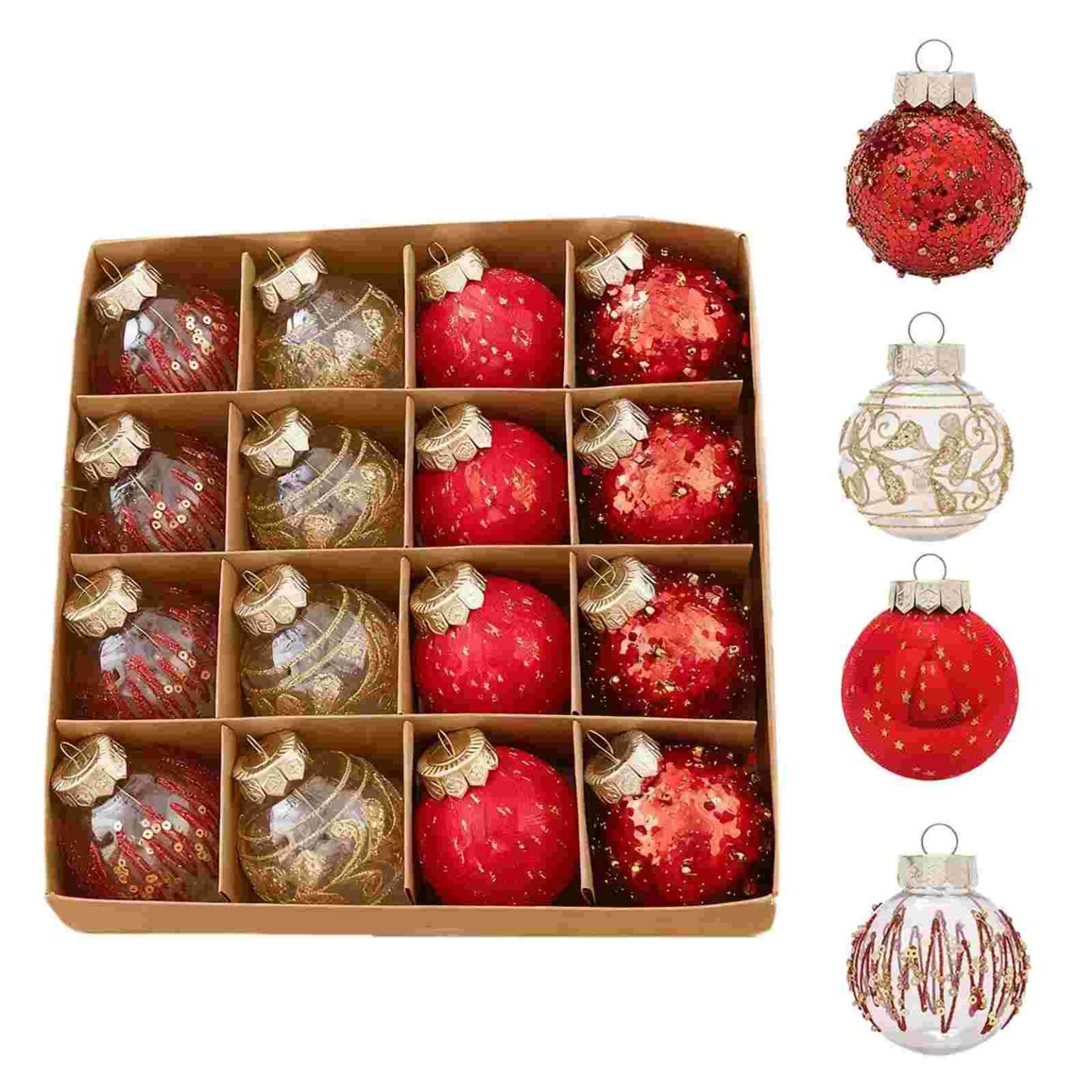 6cm RED-GOLD BALL -SET OF 16 BALLS -Christmas Ornaments Balls,Christmas ...